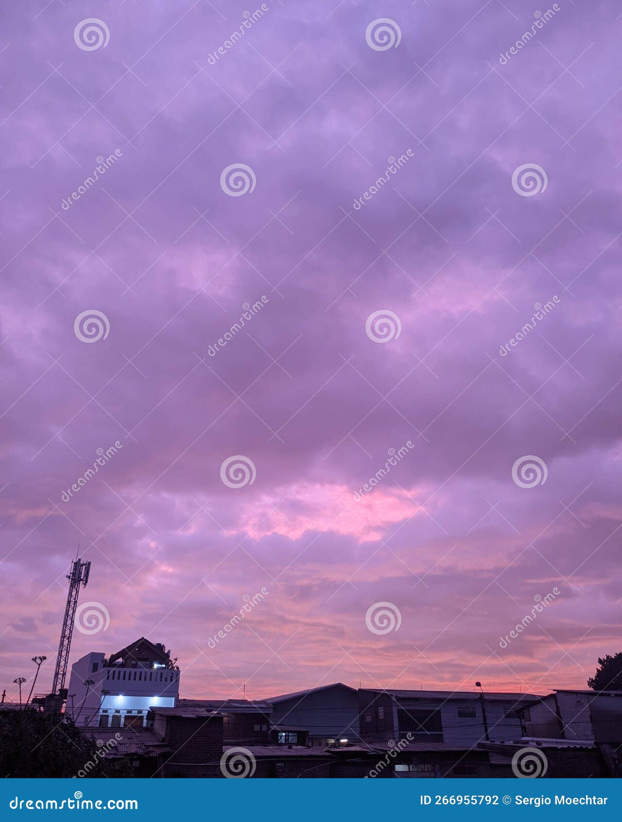 Beautiful Sunset with Pink Sky and Clouds in Bandung Stock Photo ...