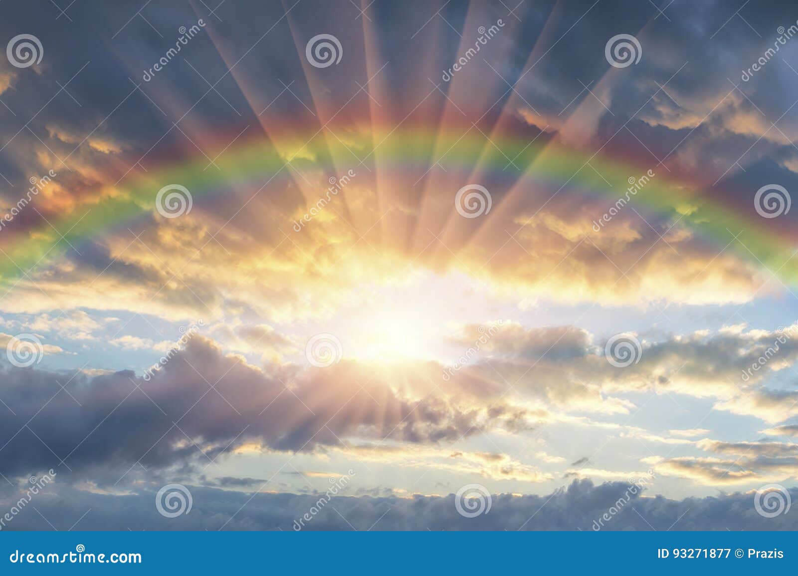 Beautiful Sunset with a Rainbow Stock Image - Image of beautiful ...