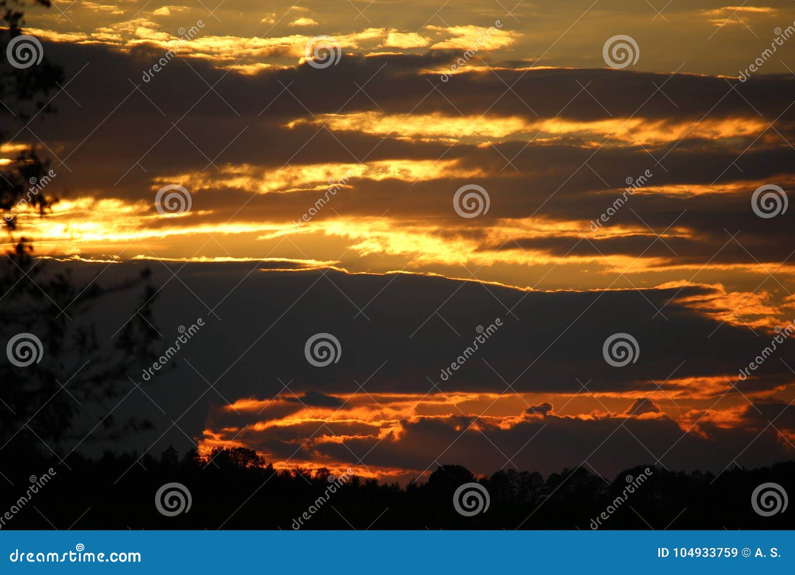 Beautiful Sunset with Red Clouds on a Calm Evening. Stock Image - Image ...