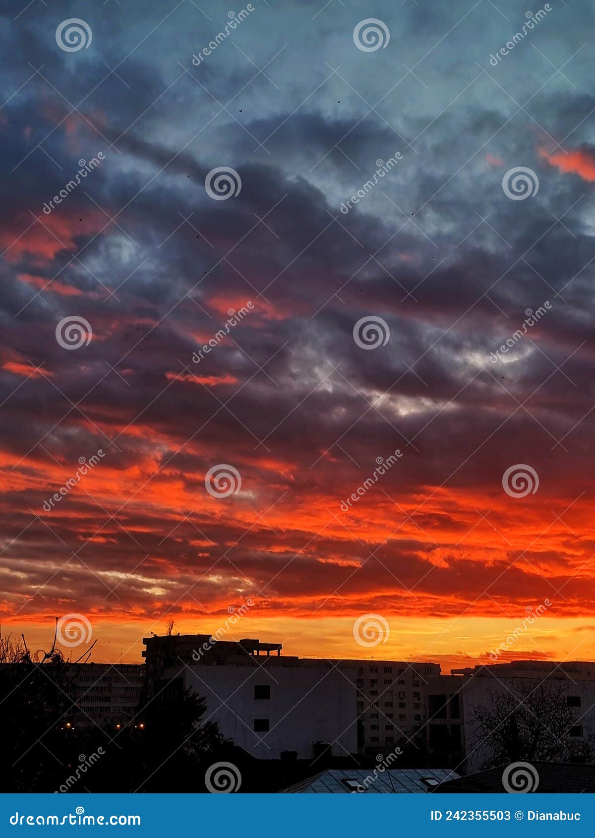 Beautiful Sunset with Red Colour Stock Image - Image of evening ...