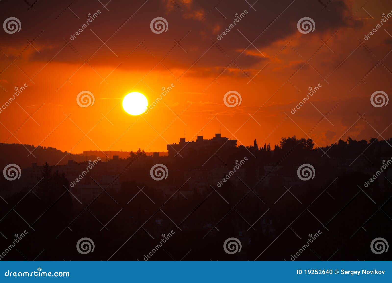Beautiful Sunset with a Red Sun Stock Photo - Image of landscape ...