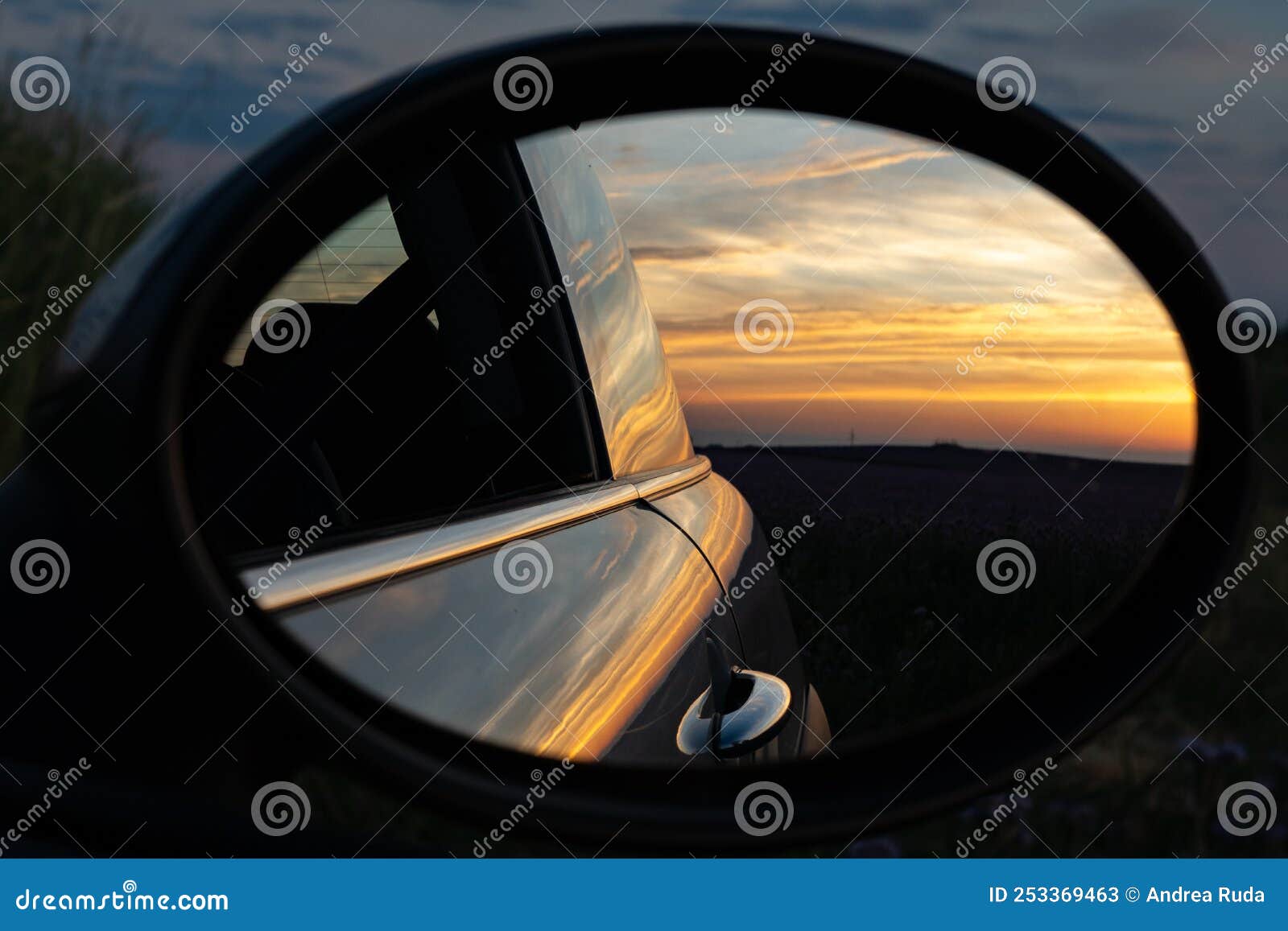 A Beautiful Sunset is Reflected in a Rear-view Mirror Stock Image ... A Beautiful Sunset is Reflected in a Rear-view Mirror Stock Image ...