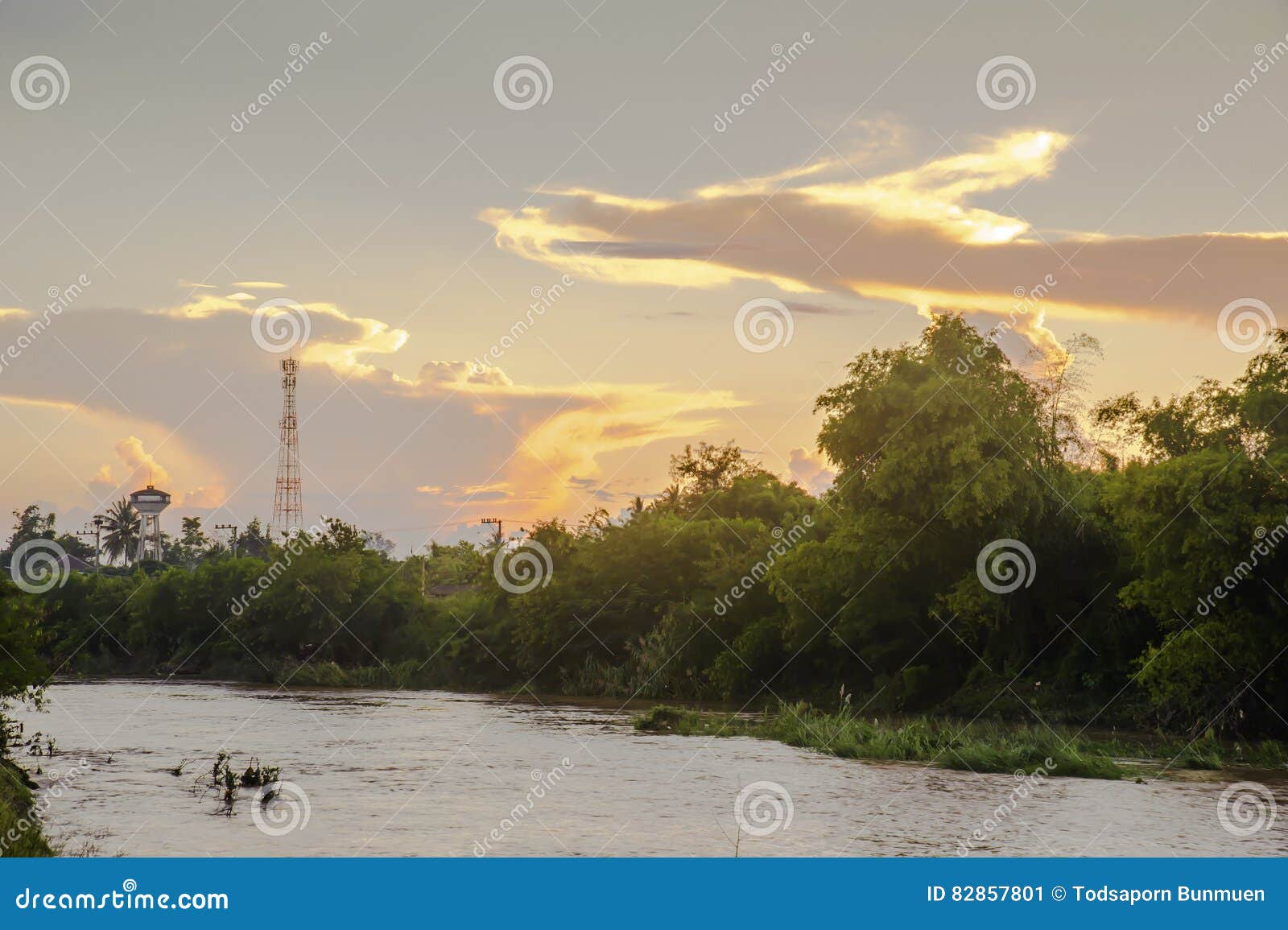 Beautiful Sunset at the River Stock Image - Image of landscape, blue ...