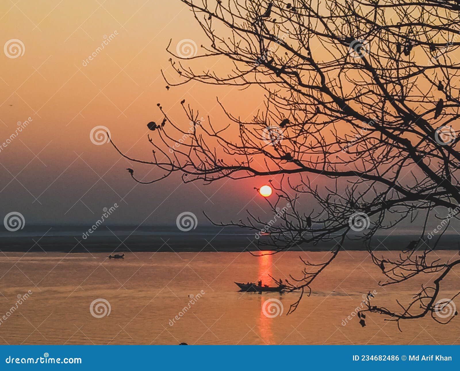 Beautiful Sunset at River Bank Stock Photo - Image of nature, landscape ...