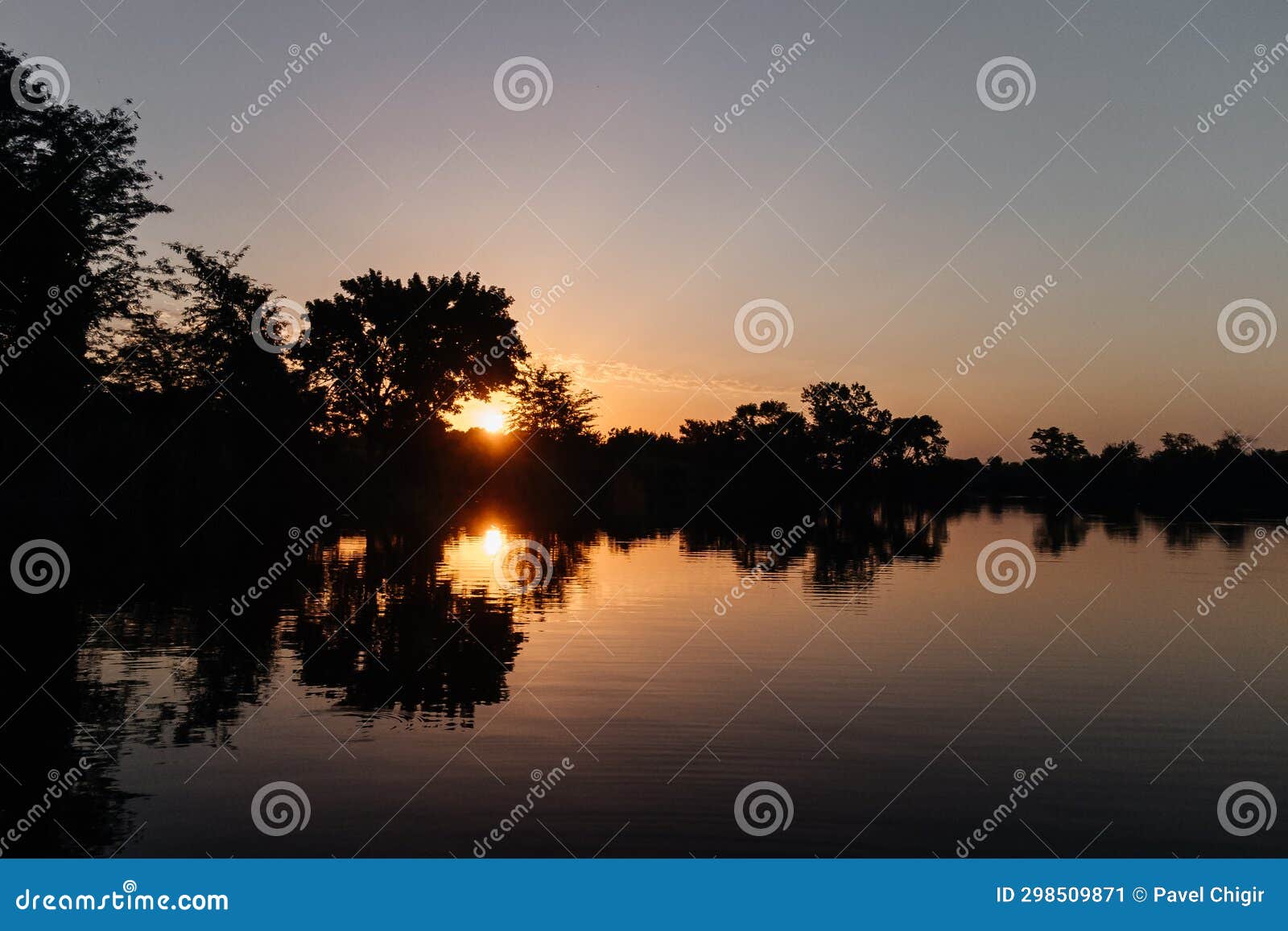Beautiful Sunset on the River with Banks Piers Stock Image - Image of ...