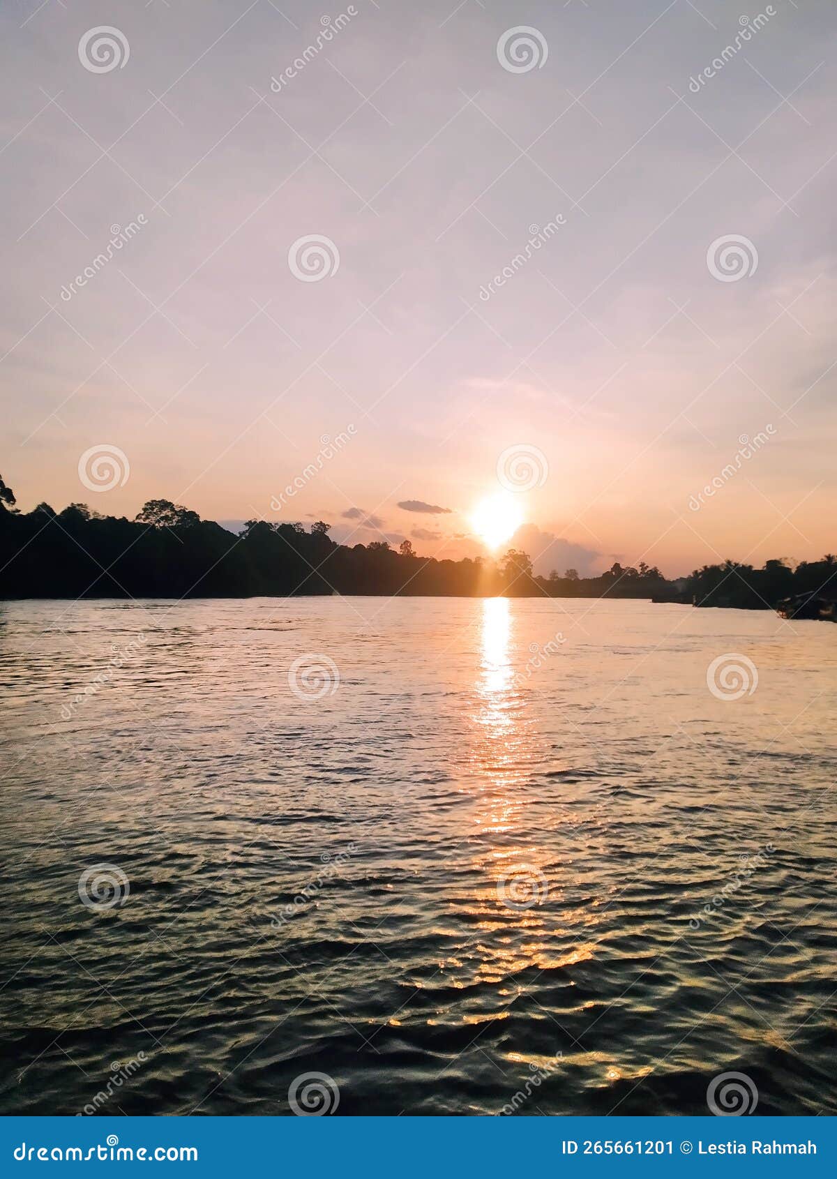 Beautiful Sunset on the River with Clear Sky Stock Image - Image of ...
