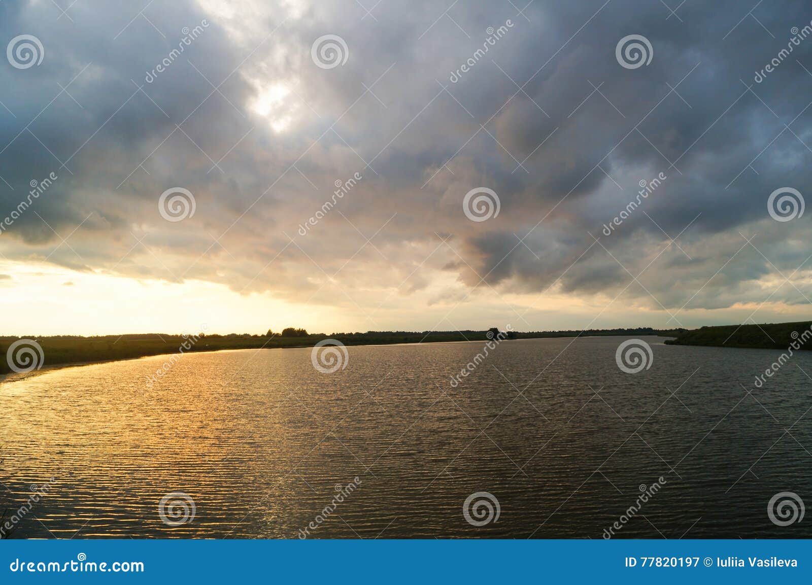 Beautiful Sunset on the River Stock Image - Image of nature, forest ...