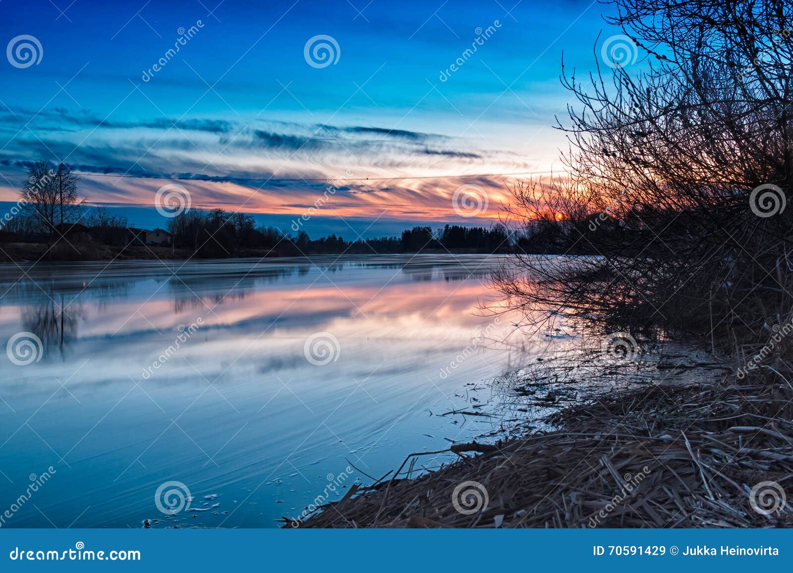 Beautiful Sunset by the River Stock Image - Image of people, landscape ...