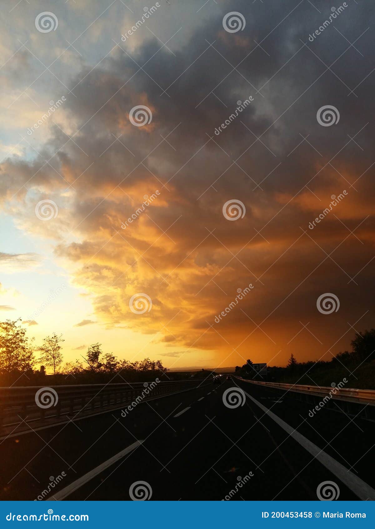 Beautiful Sunset on the Road Stock Photo - Image of ride, skyline ...