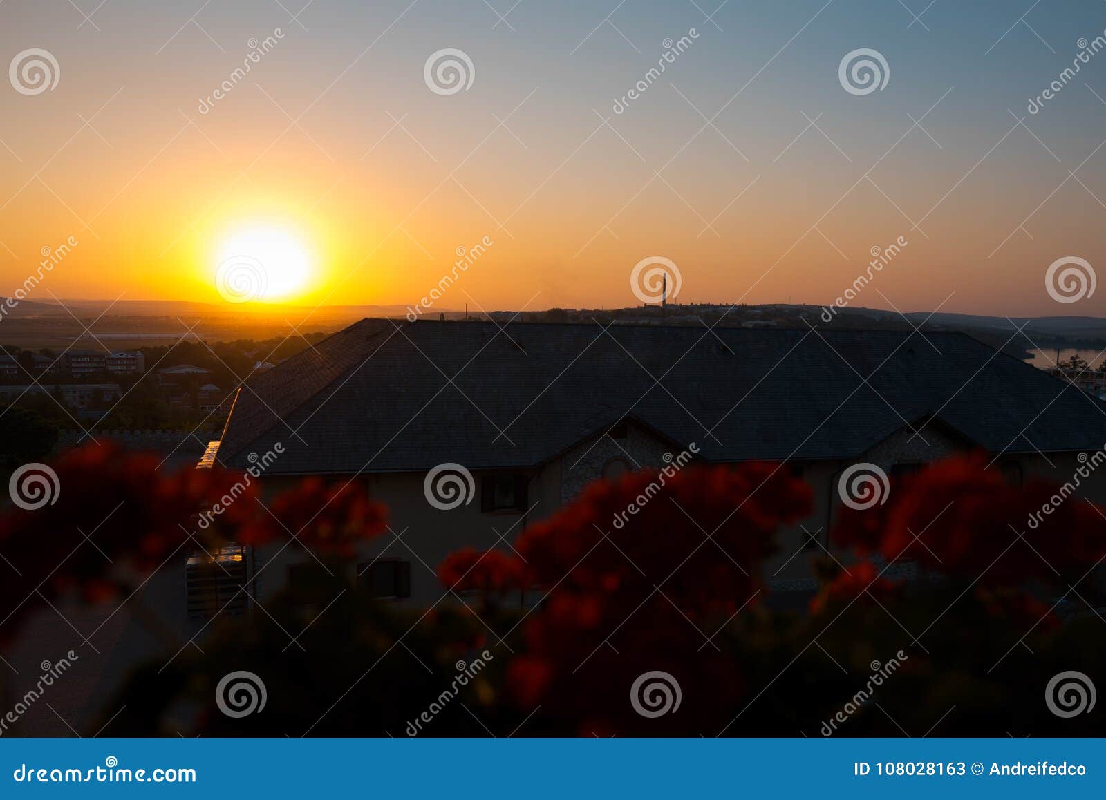 Beautiful Sunset from the Roof of the House Stock Image - Image of real ...