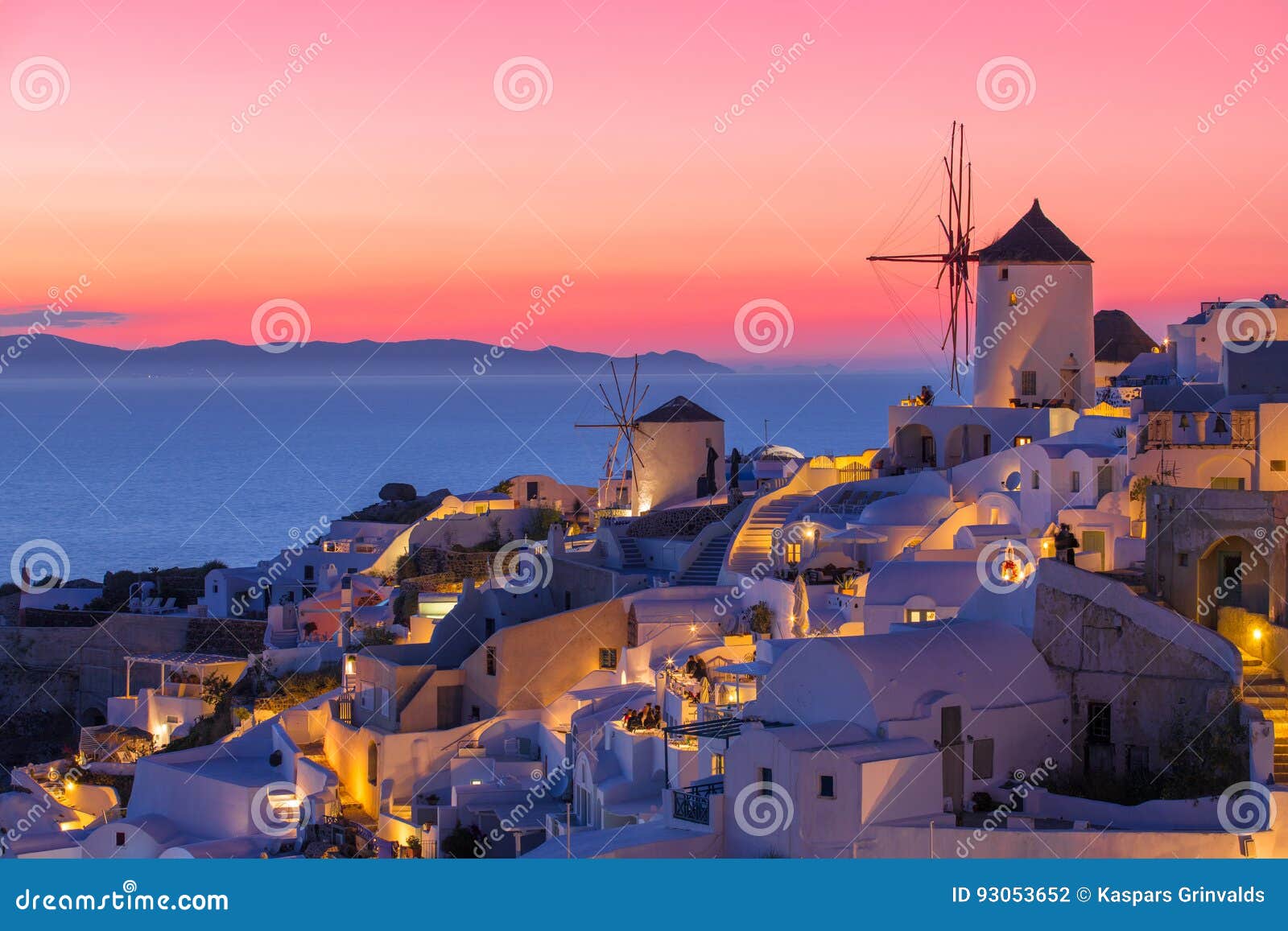 Beautiful Sunset in Santorini, Greece Stock Photo - Image of ...
