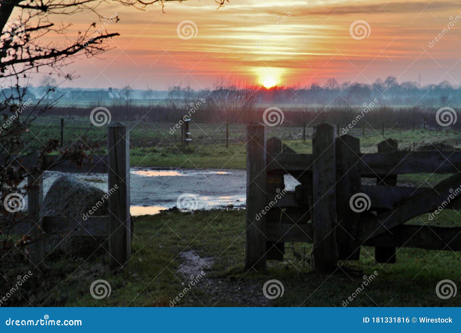 Beautiful Sunset Scenery in the Valley in a Rural Area Stock Photo ...