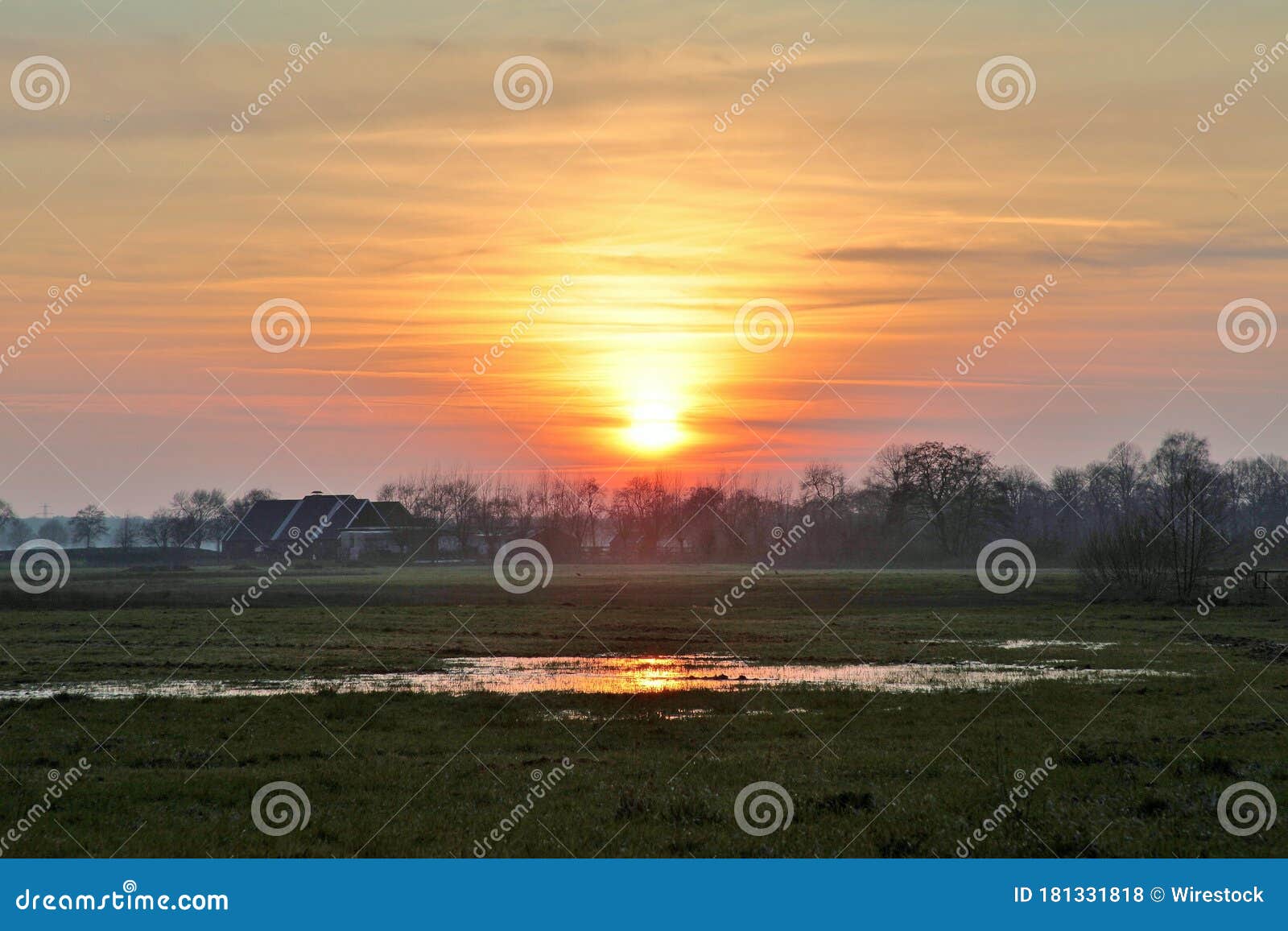 Beautiful Sunset Scenery in the Valley in a Rural Area Stock Photo ...