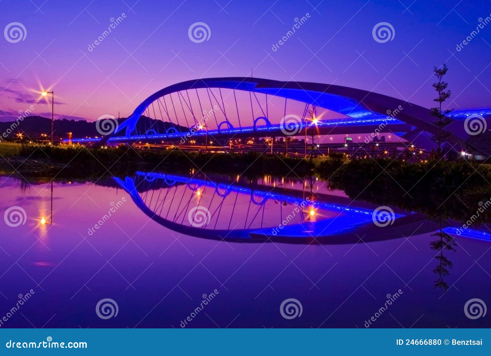 Beautiful Sunset Scenes with Colorful Bridge Stock Photo - Image of ...