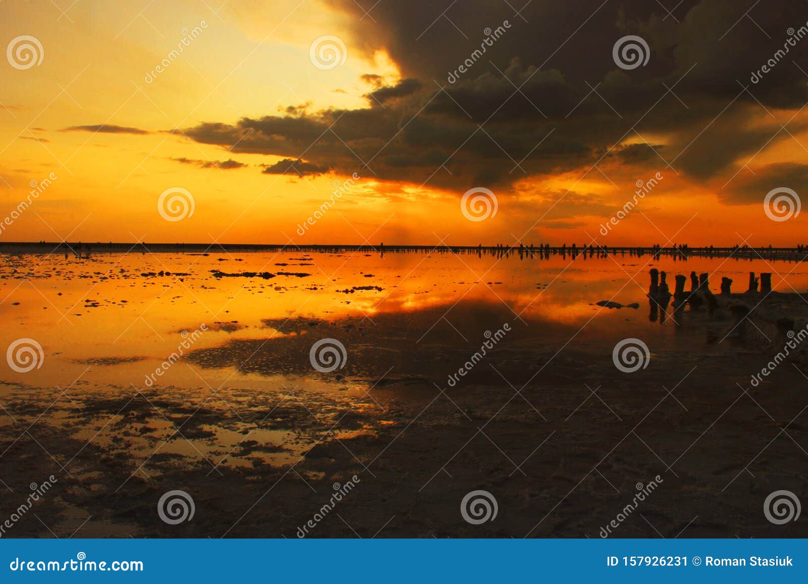 Beautiful Sunset at the Sea. the Sea in the Foreground Stock Image ...
