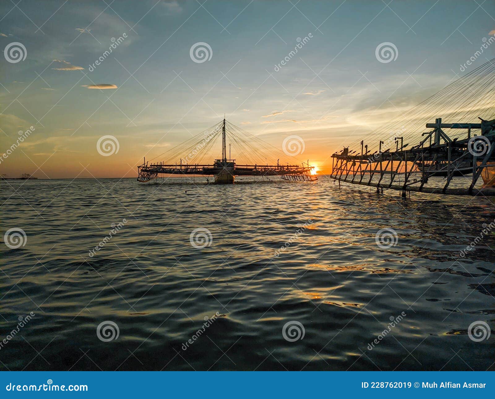 Beautiful Sunset and Ship in the Quay Editorial Stock Image - Image of ...