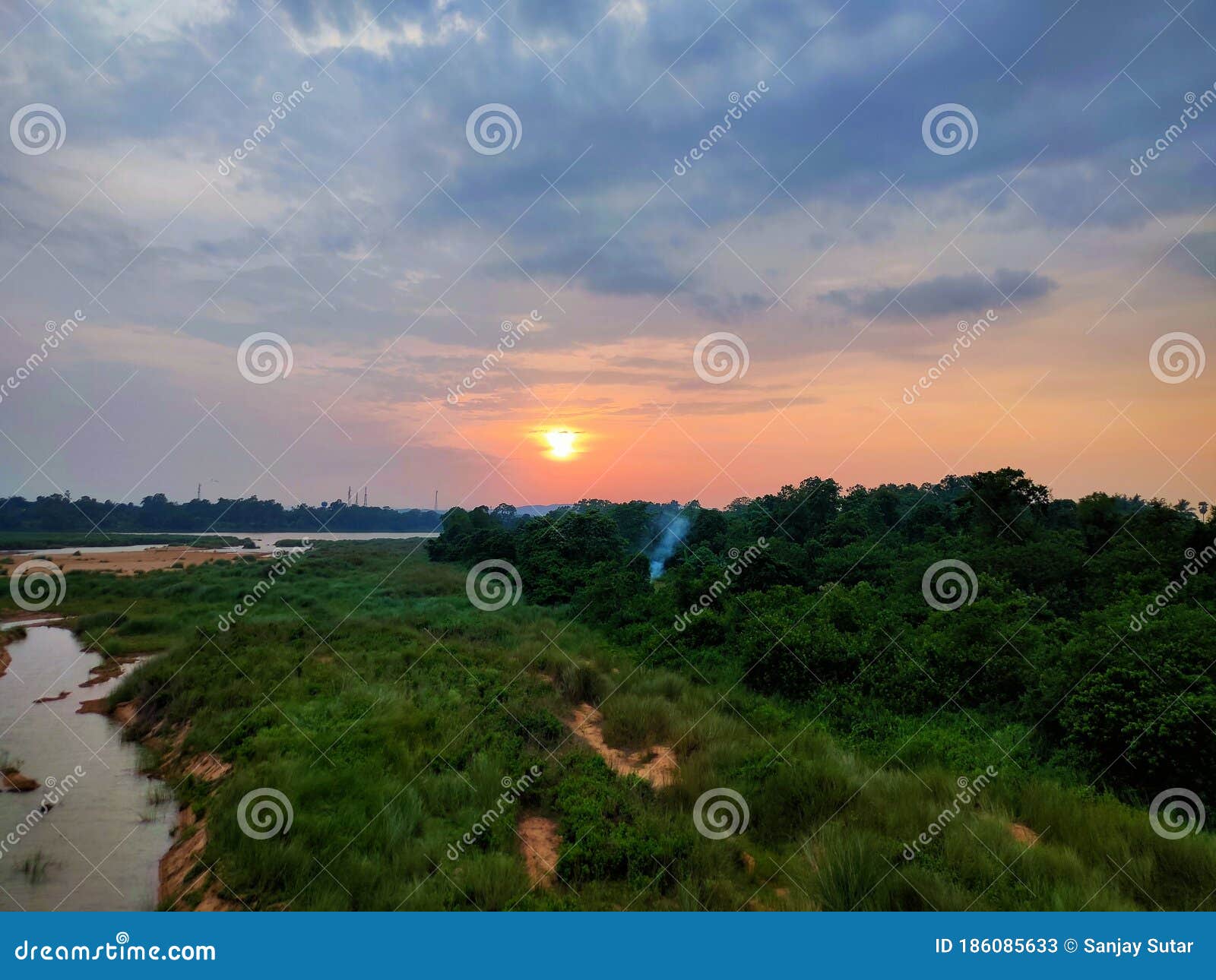 A Beautiful Sunset on the Side of the River Stock Image - Image of ...