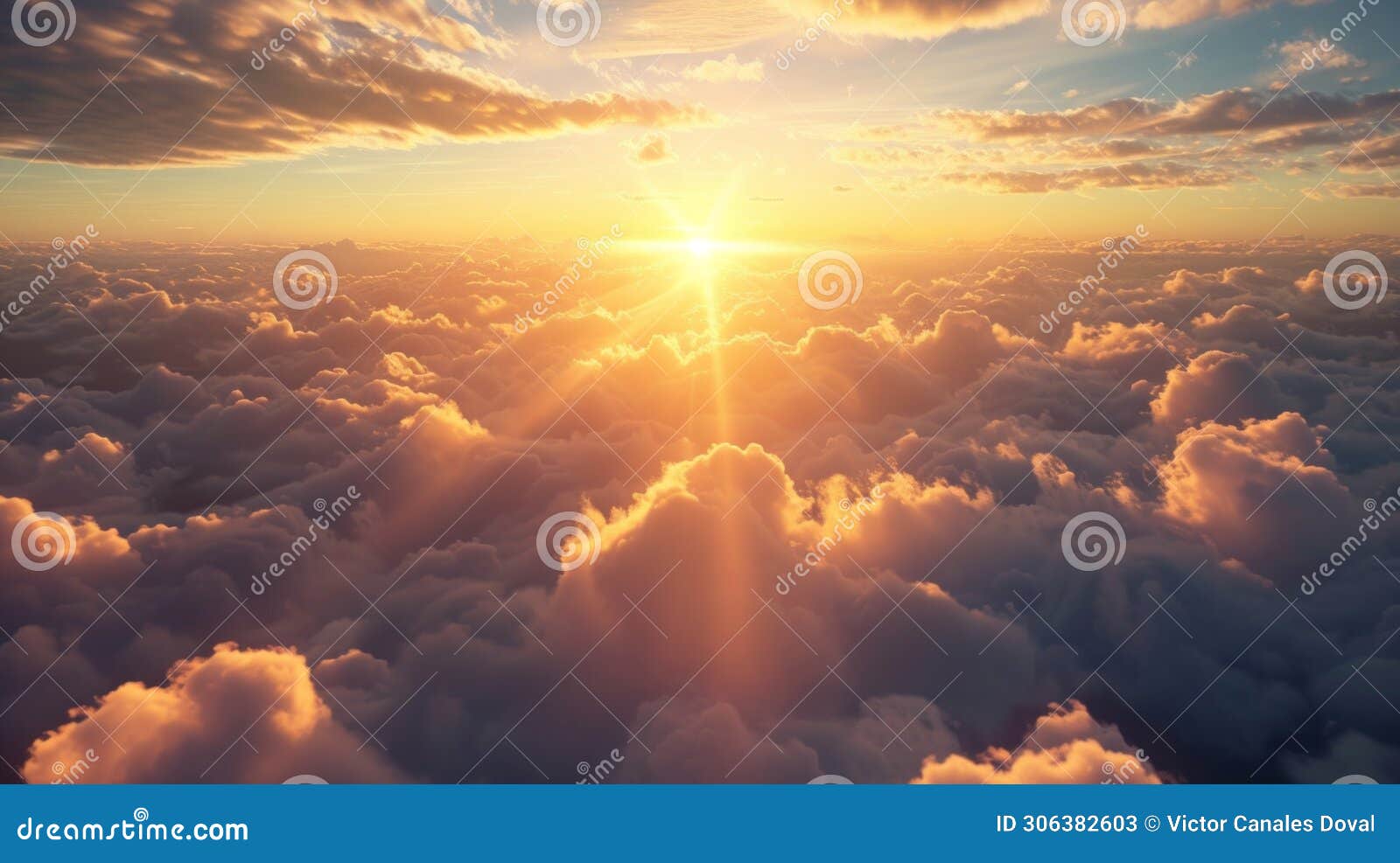 Beautiful Sunset Sky Above Clouds with Dramatic Light. Cabin View from Airplane Stock ...