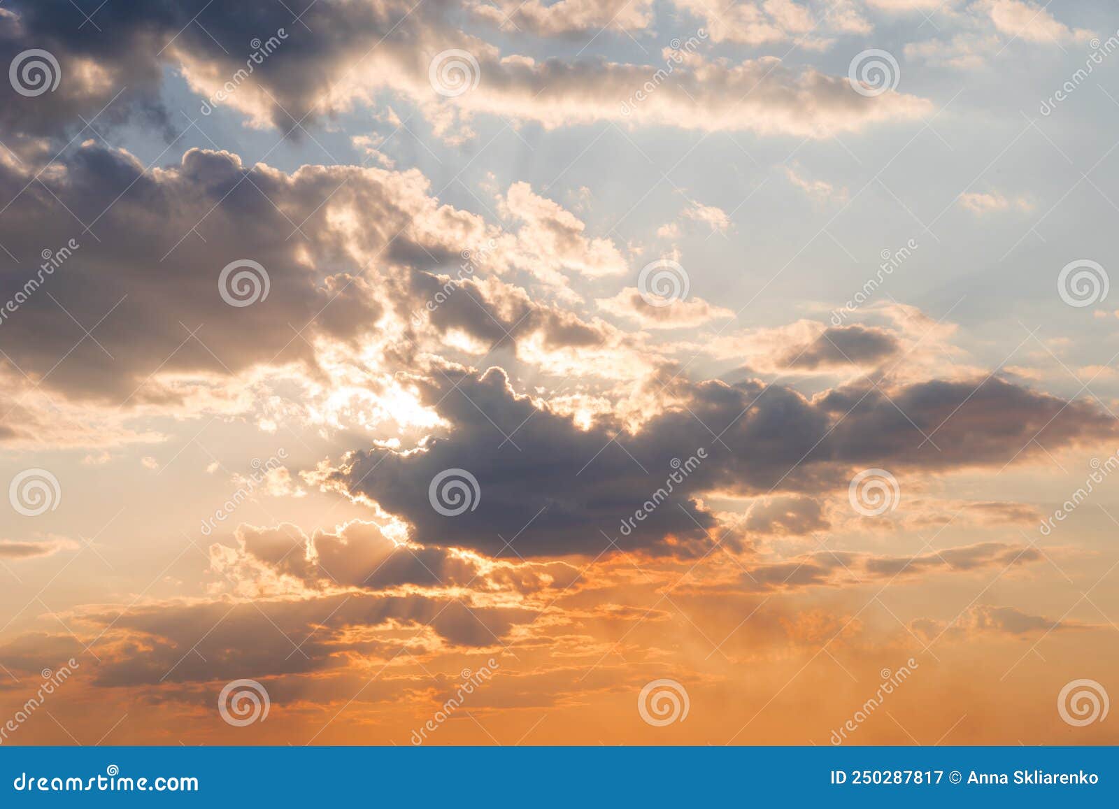 Beautiful Sunset Sky Above Clouds with Dramatic Light Stock Image ...
