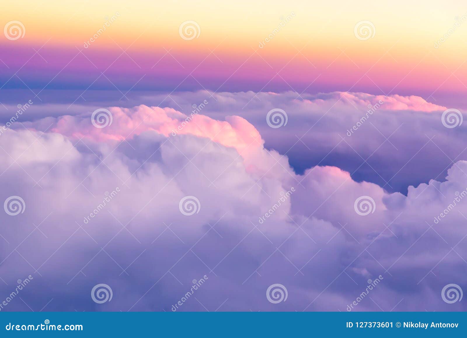 Beautiful Sunset Sky Above Clouds with Nice Dramatic Light. View from ...