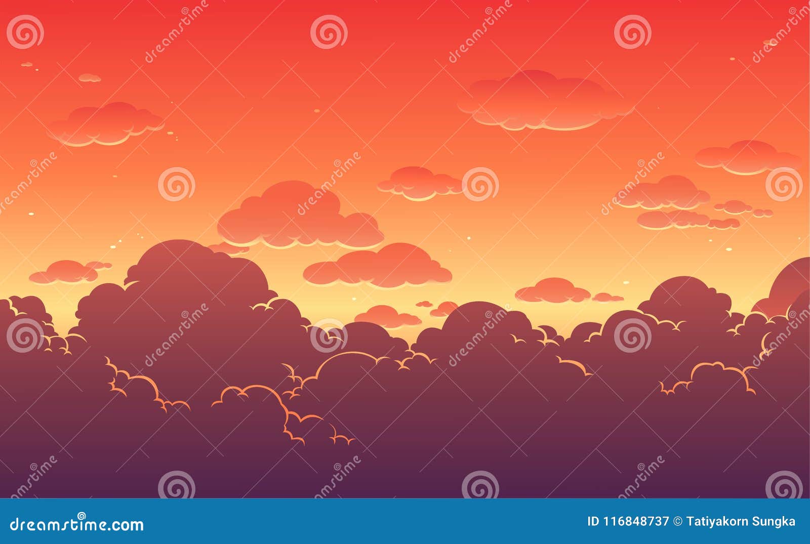 Beautiful Sunset Sky Background. Vector Illustration. Stock ...