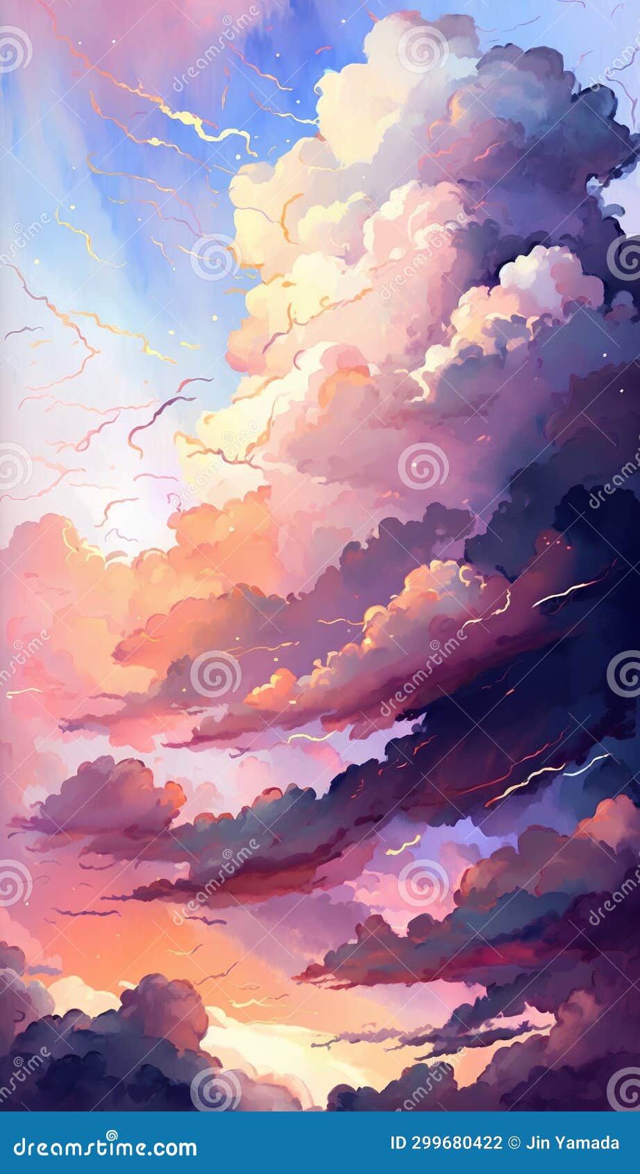 Beautiful Sunset Sky with Clouds. Vector Illustration. Eps 10 Stock ...