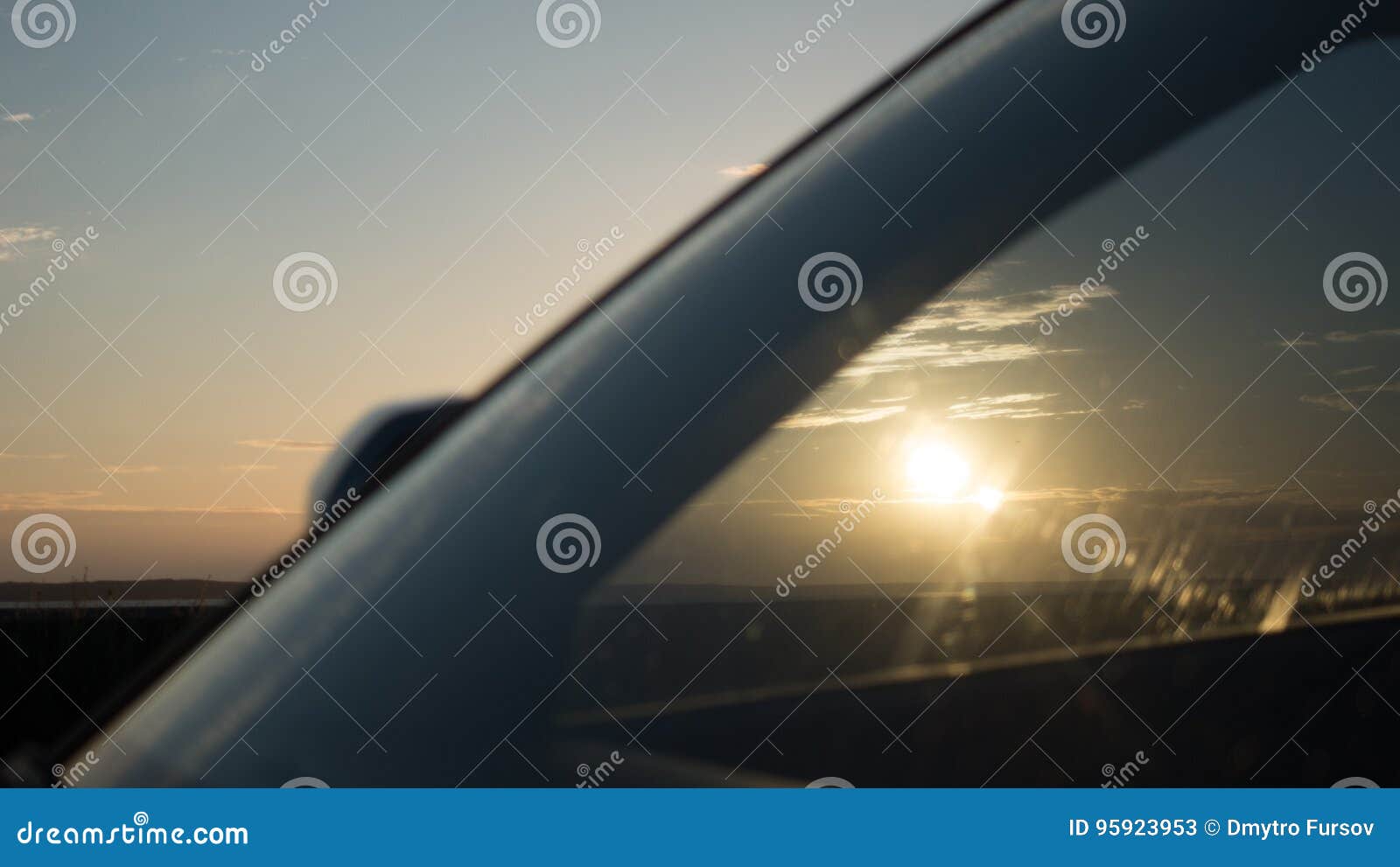Beautiful Sunset and Sky with Clouds through the Windshield of the Car ...
