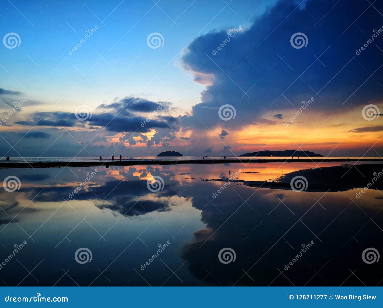 Beautiful Sunset with Sky Mirror Stock Image - Image of clouds, travel ...