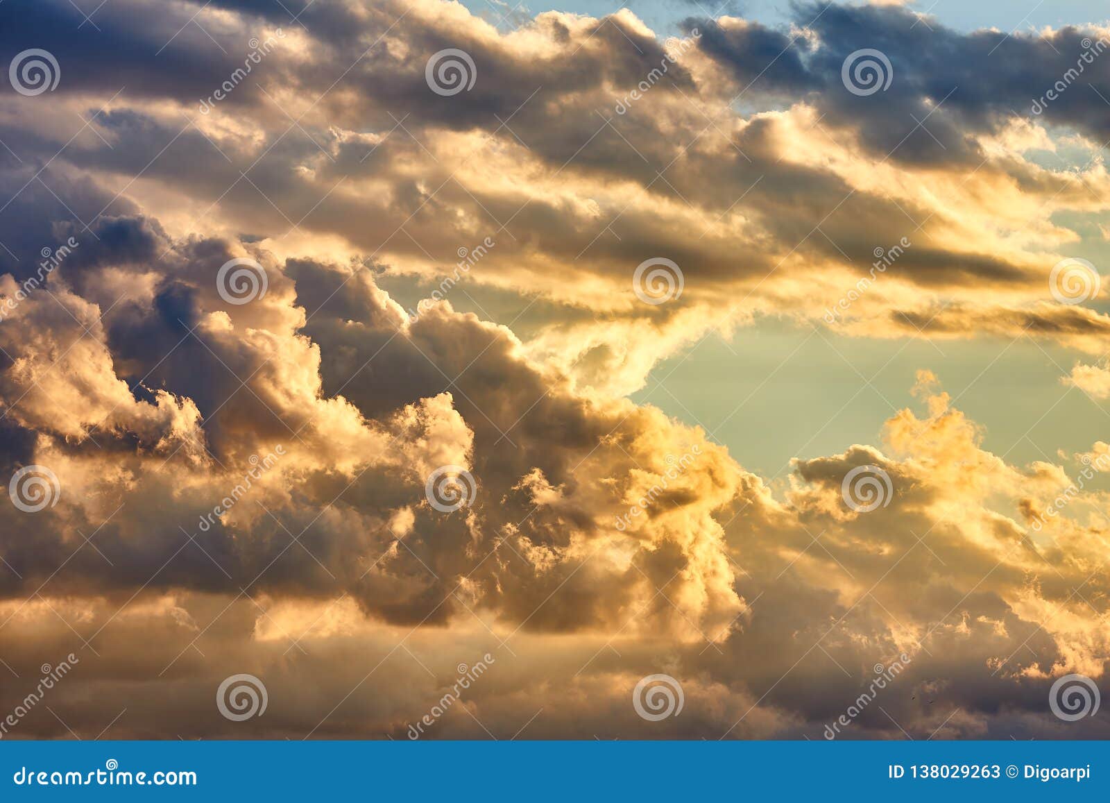 Beautiful Sunset Sky with Orange Color Clouds Stock Image - Image of ...