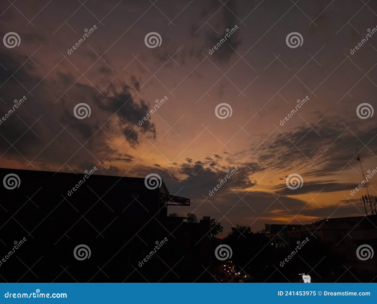 The Beautiful of the Sunset Sky from Rooftop Stock Image - Image of ...