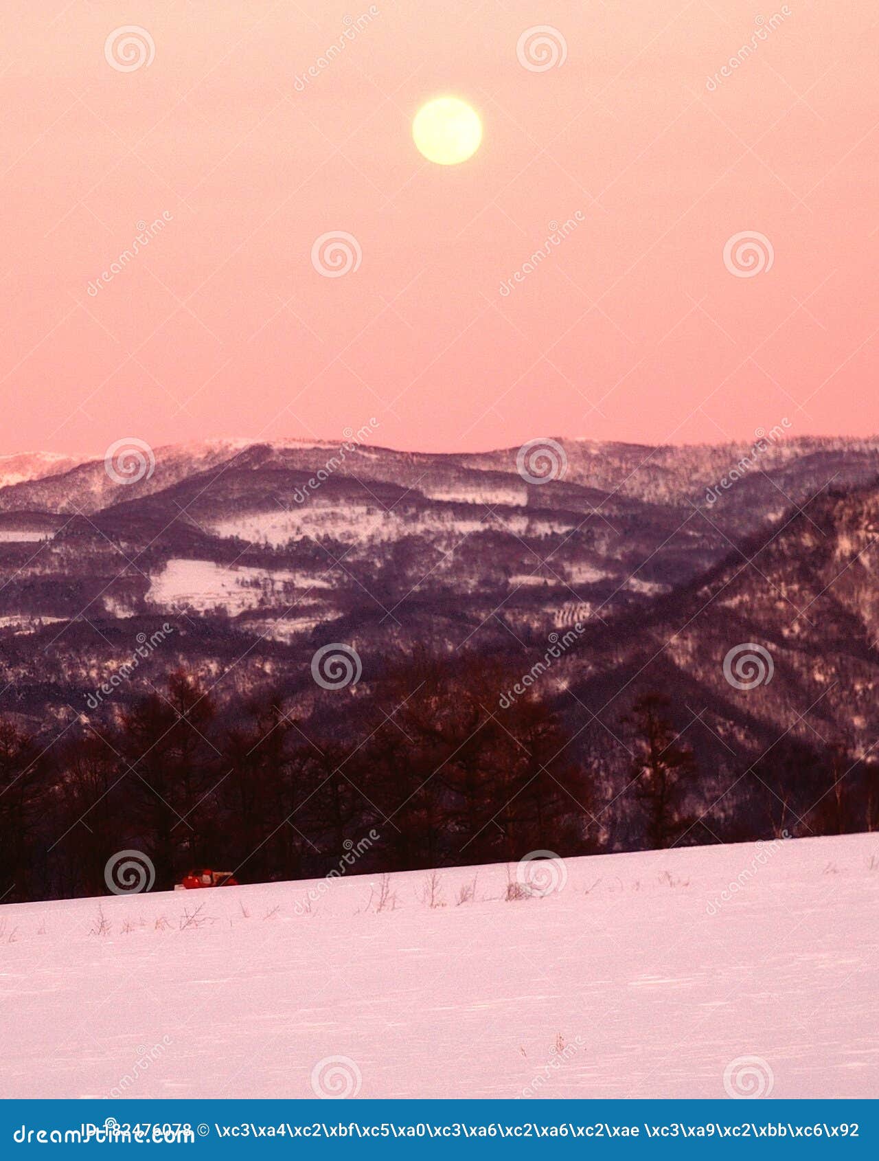 Beautiful Sunset Snow Scene Mountain View Stock Photo - Image of sunset ...