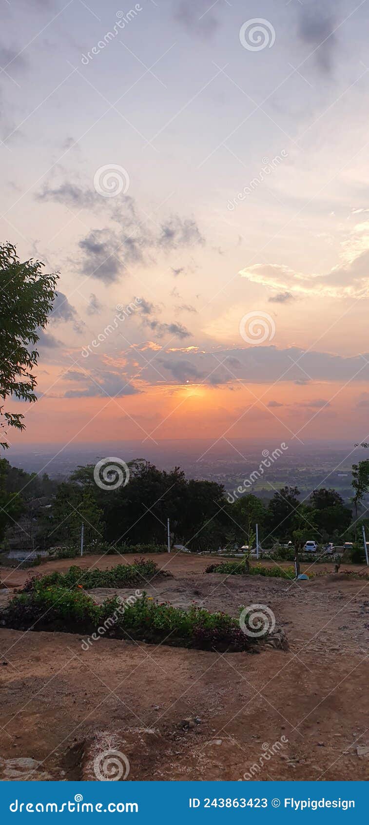 Beautiful Sphere Sunset Under Clouds with Unique Gradient Colors Stock ...