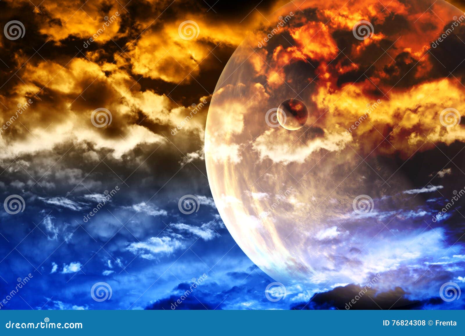 Beautiful Sunset with Storm Sky and Planets Stock Illustration ...