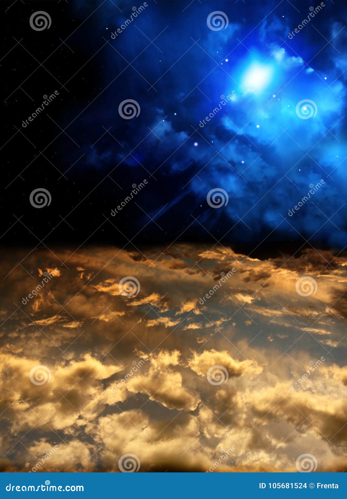 Beautiful Sunset with Storm Sky and and Space Nebula Stock Photo ...