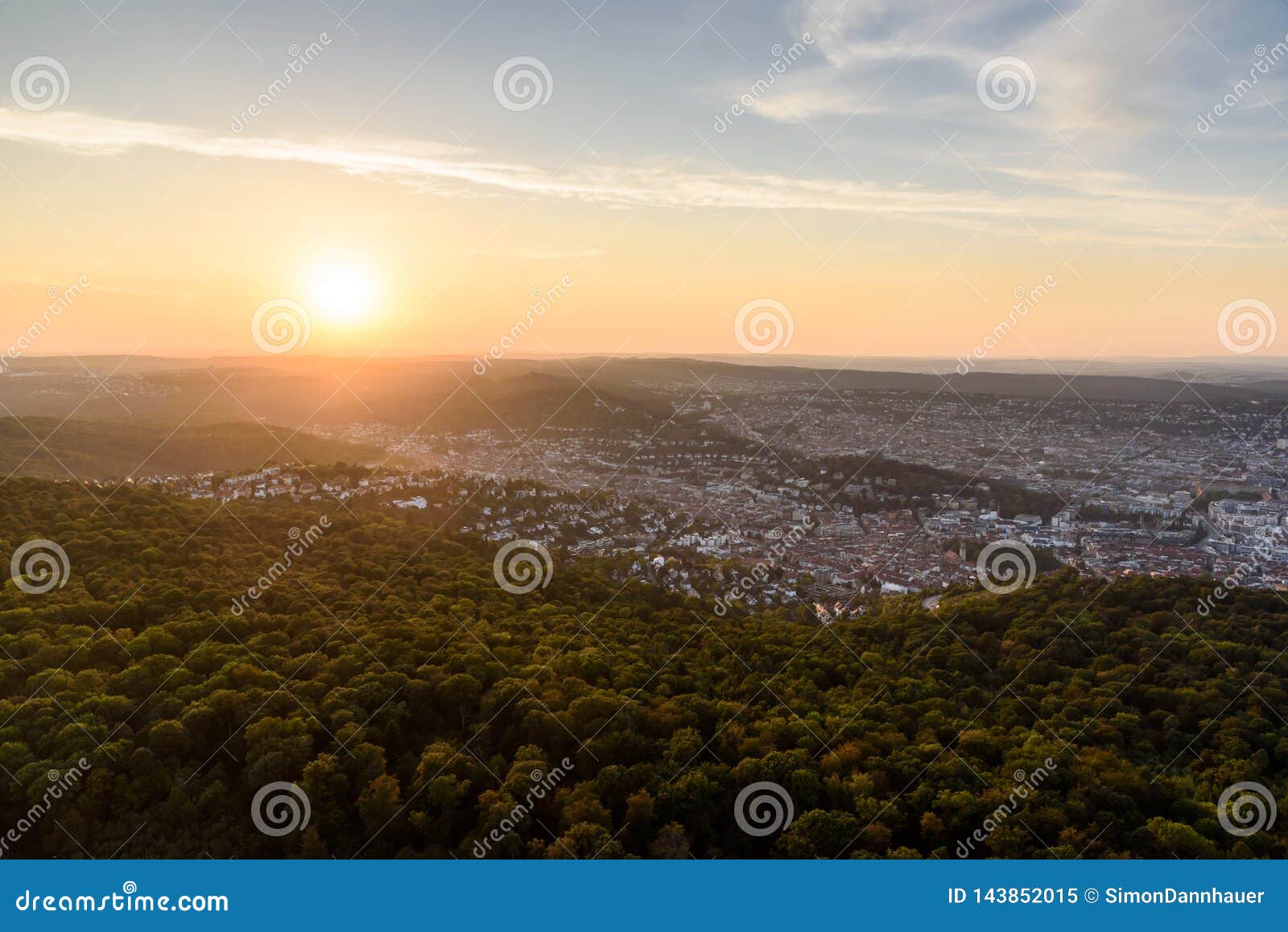 Beautiful Sunset at Stuttgart City, Germany Stock Image - Image of blue ...