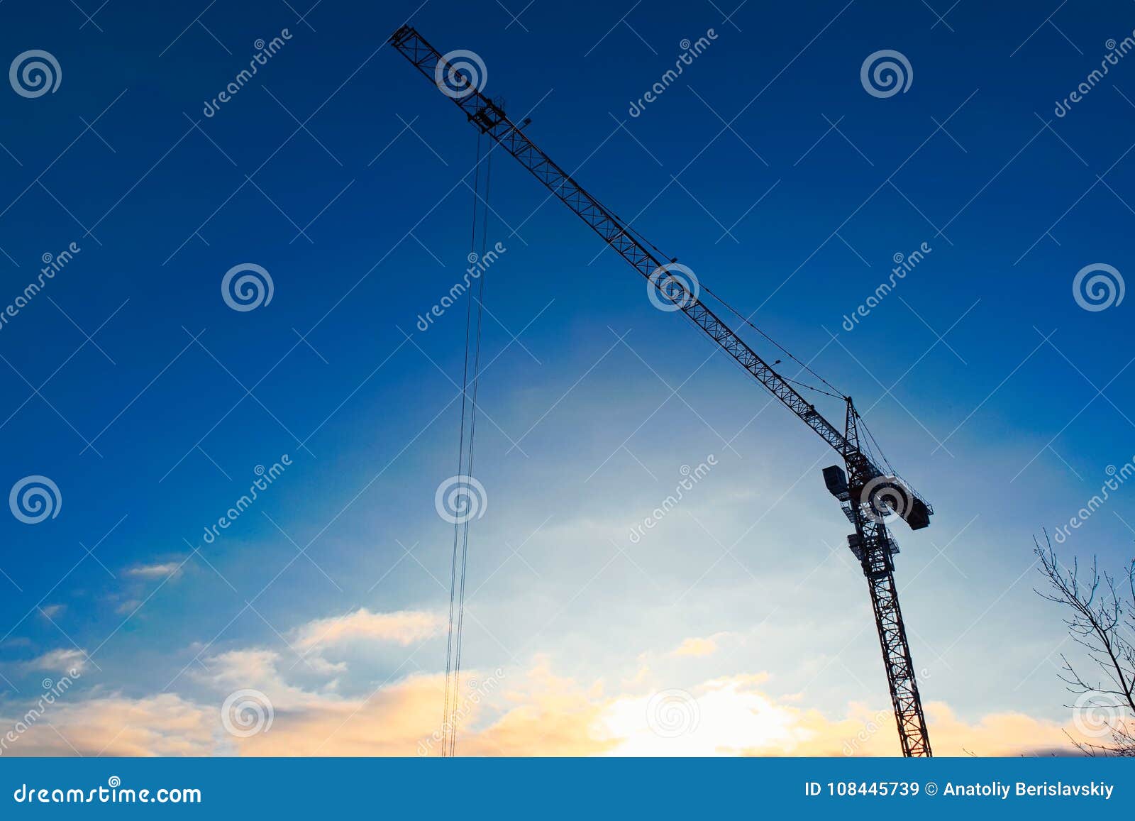 Tower Crane on Sunset Background Stock Image - Image of infrastructure ...