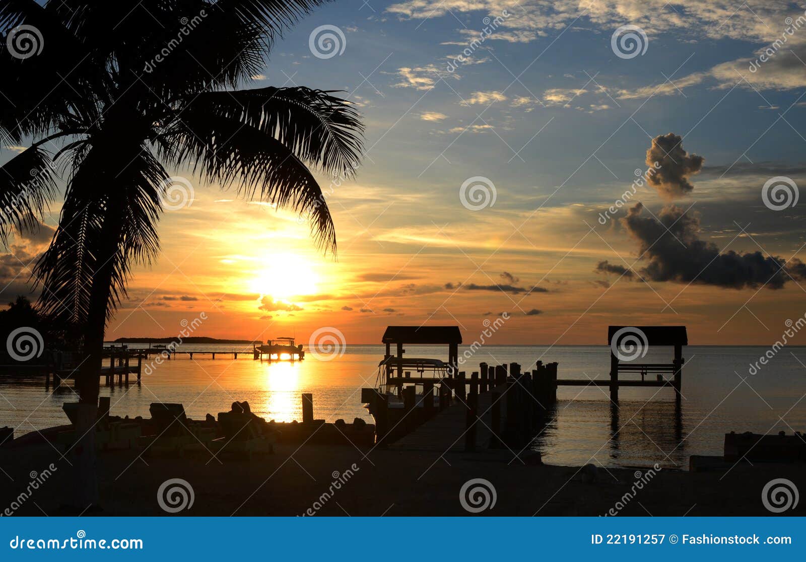 Beautiful Sunset at Tropical Island Stock Image - Image of black ...