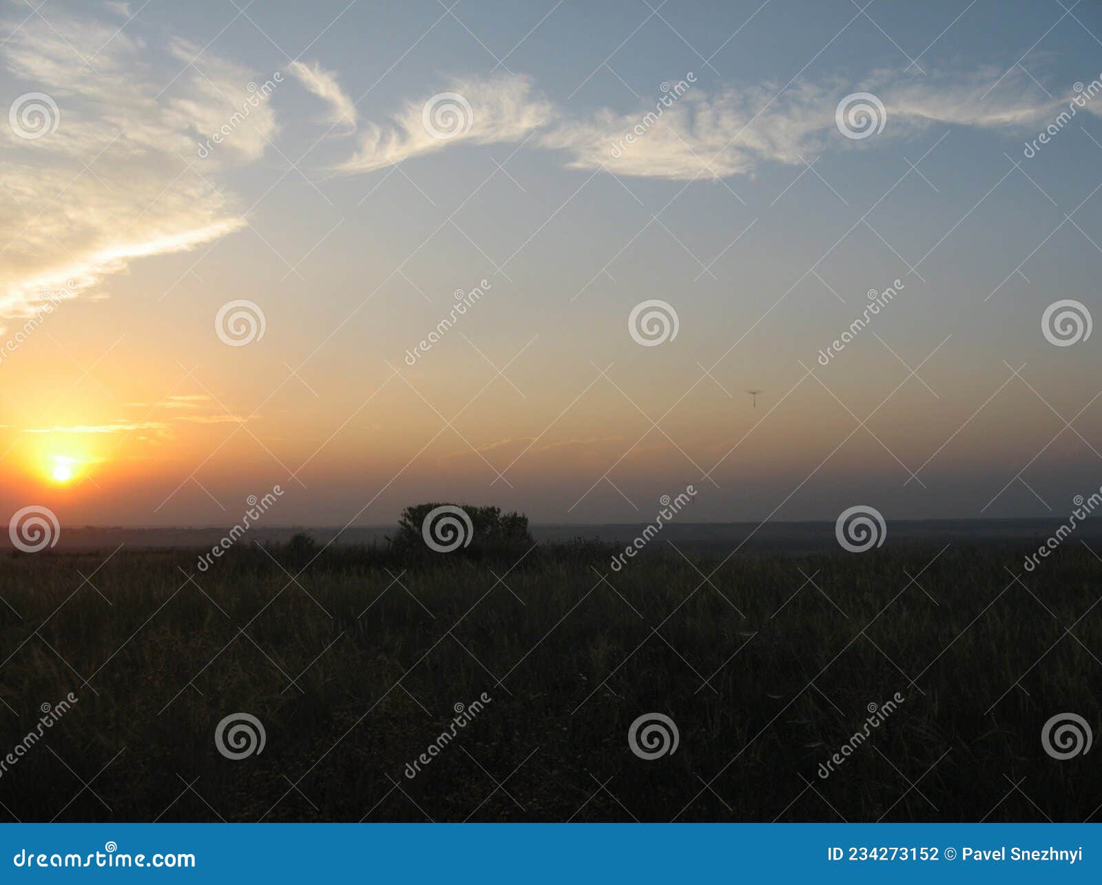 Sunset over the flatland stock photo. Image of evening - 234273152