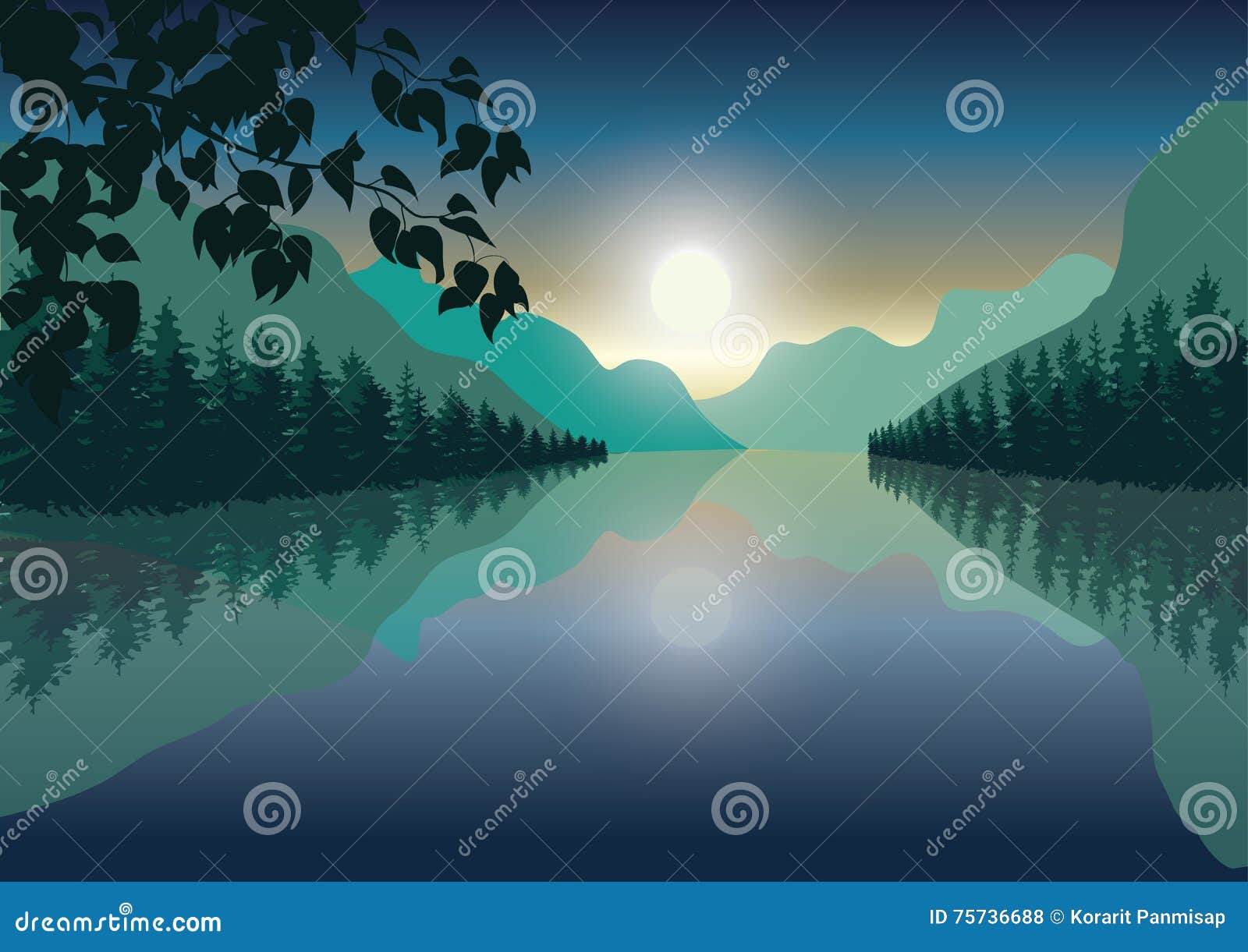 Beautiful Sunset , Vector Illustrations Landscape Stock Vector ...