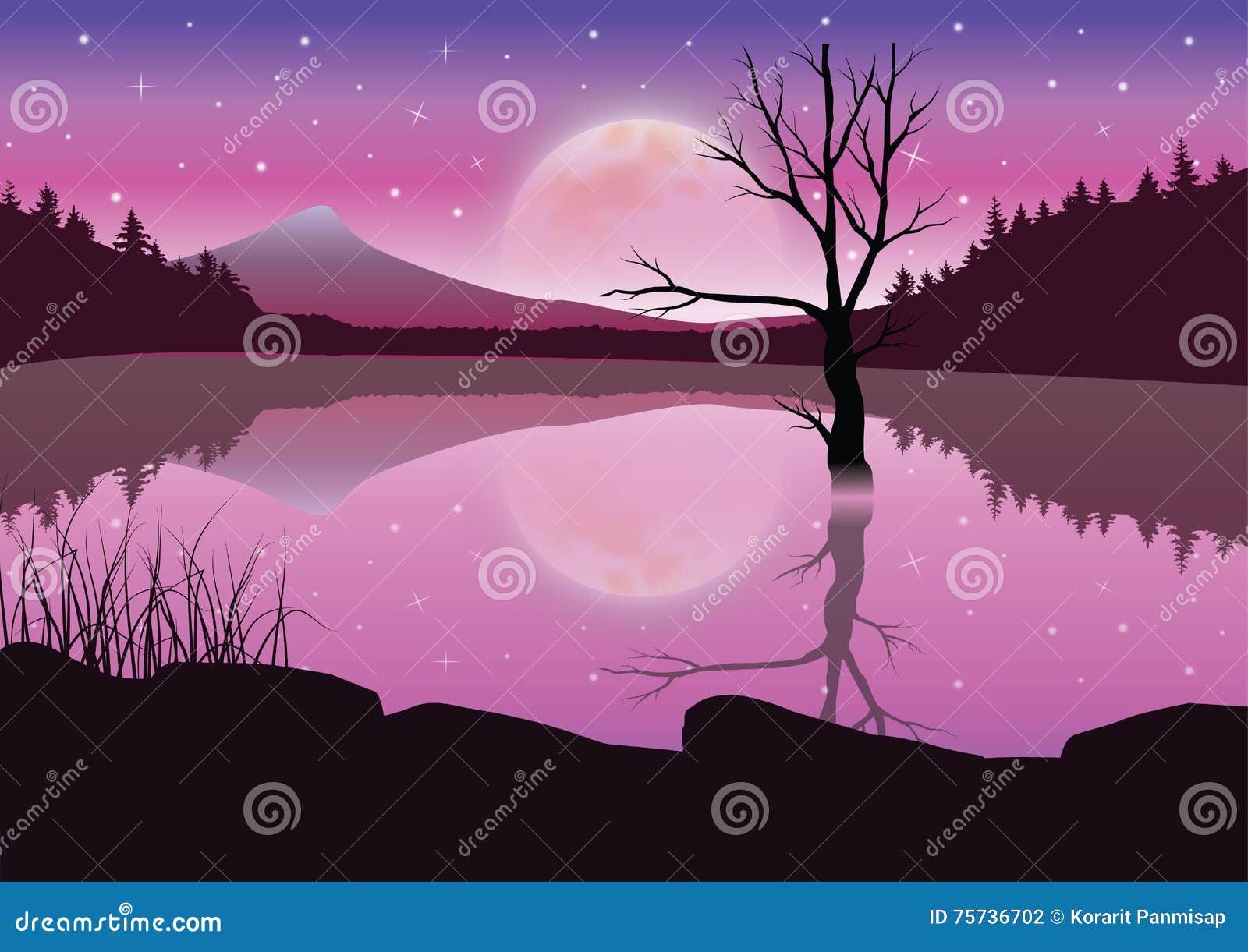 Beautiful Sunset , Vector Illustrations Landscape Stock Vector ...