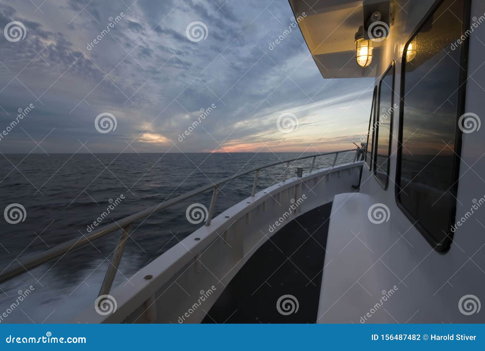 Beautiful Sunset View on the Ocean from a Boat Stock Photo - Image of ...