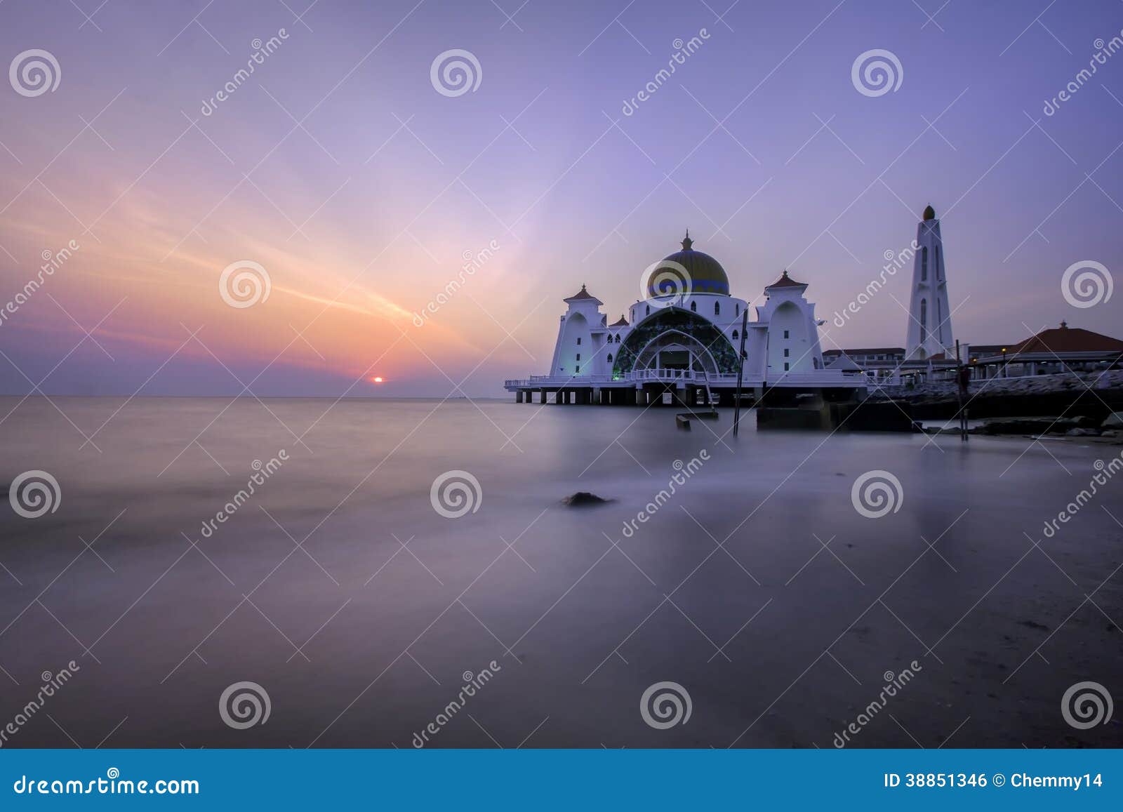 Beautiful Sunset View Over a Mosque Stock Photo - Image of horizon ...