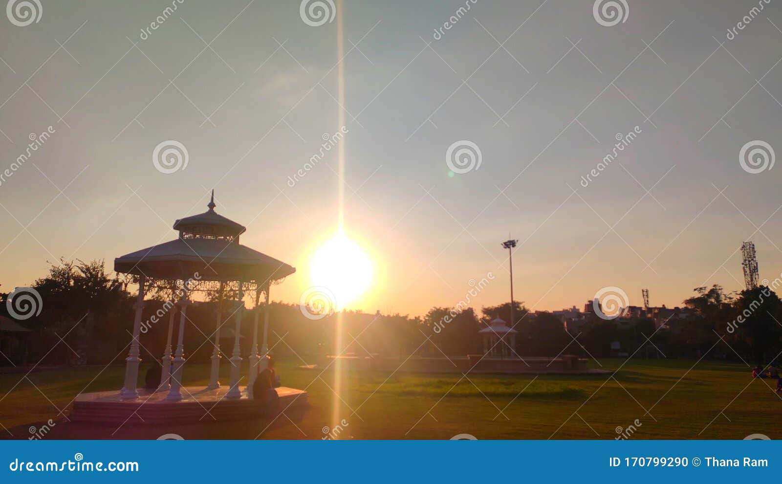 Beautiful Sunset View from Public Garden with Copy Space Background ...