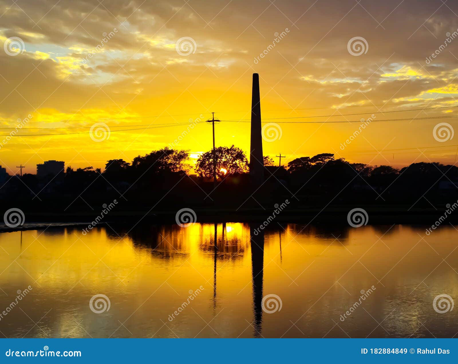 Beautiful Sunset View on the Riverside Stock Image - Image of lane ...