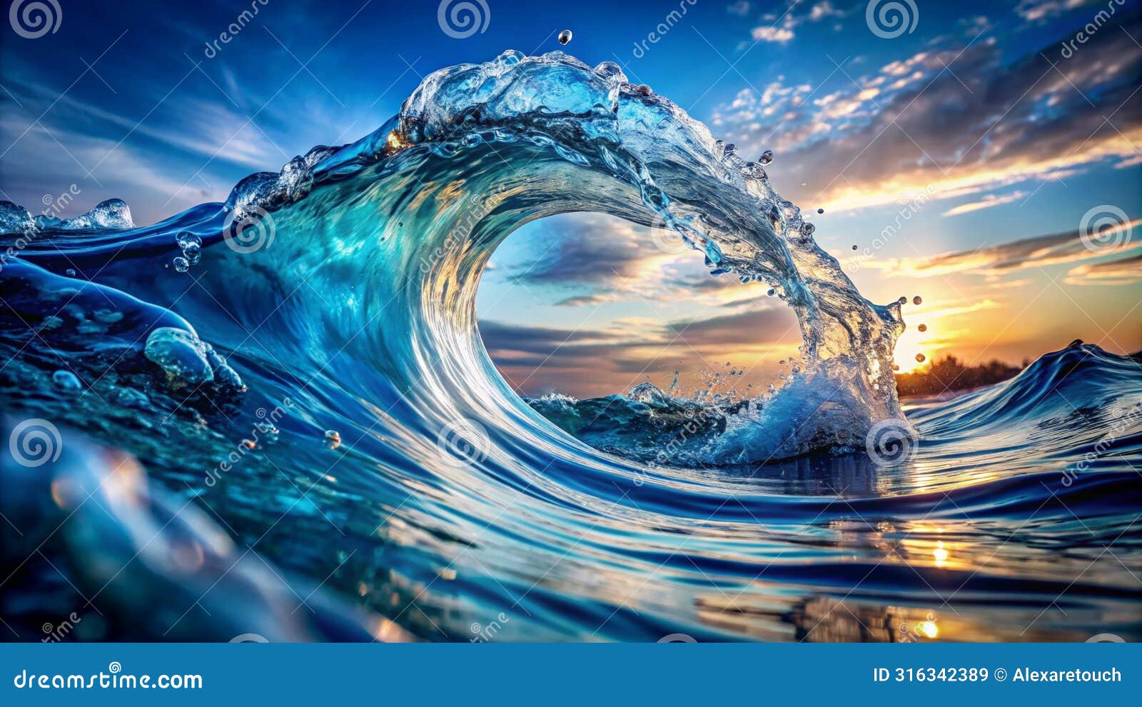 Beautiful Sunset Wave Vibrant Translucent Color Nice Clear Water ...