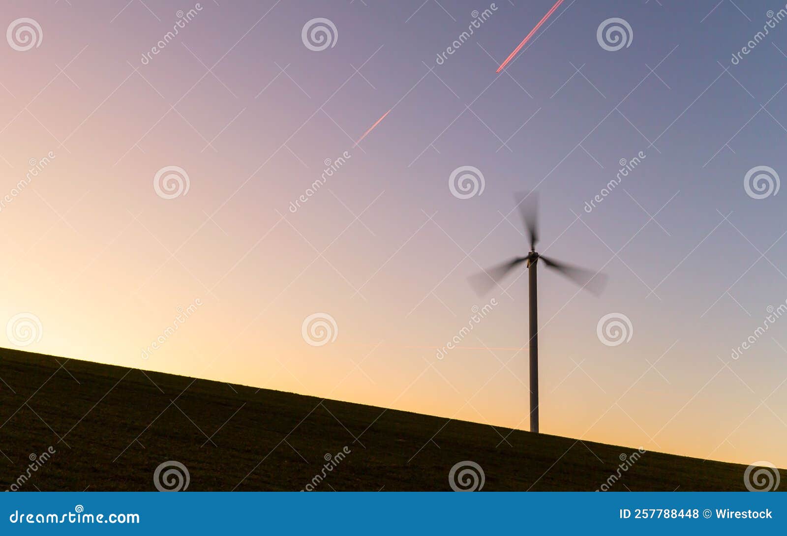 Beautiful Sunset with a Winmill in Movement Stock Photo - Image of farm ...