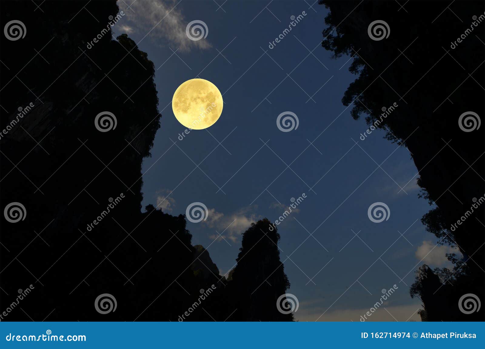 Beautiful Super Moon Over the Mountain Stock Photo - Image of lunar ...