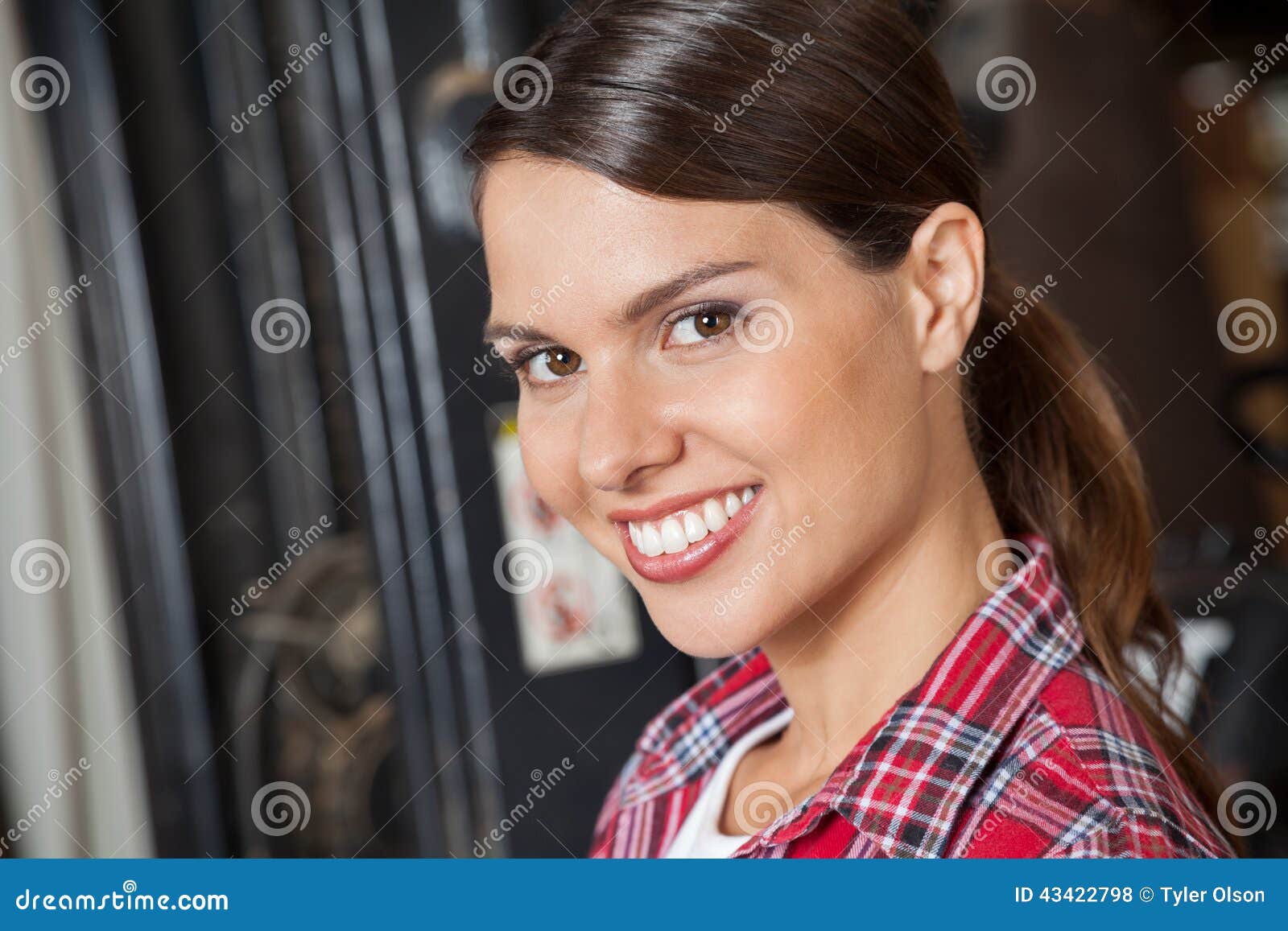 Beautiful Supervisor Smiling in Workshop Stock Photo - Image of happy ...