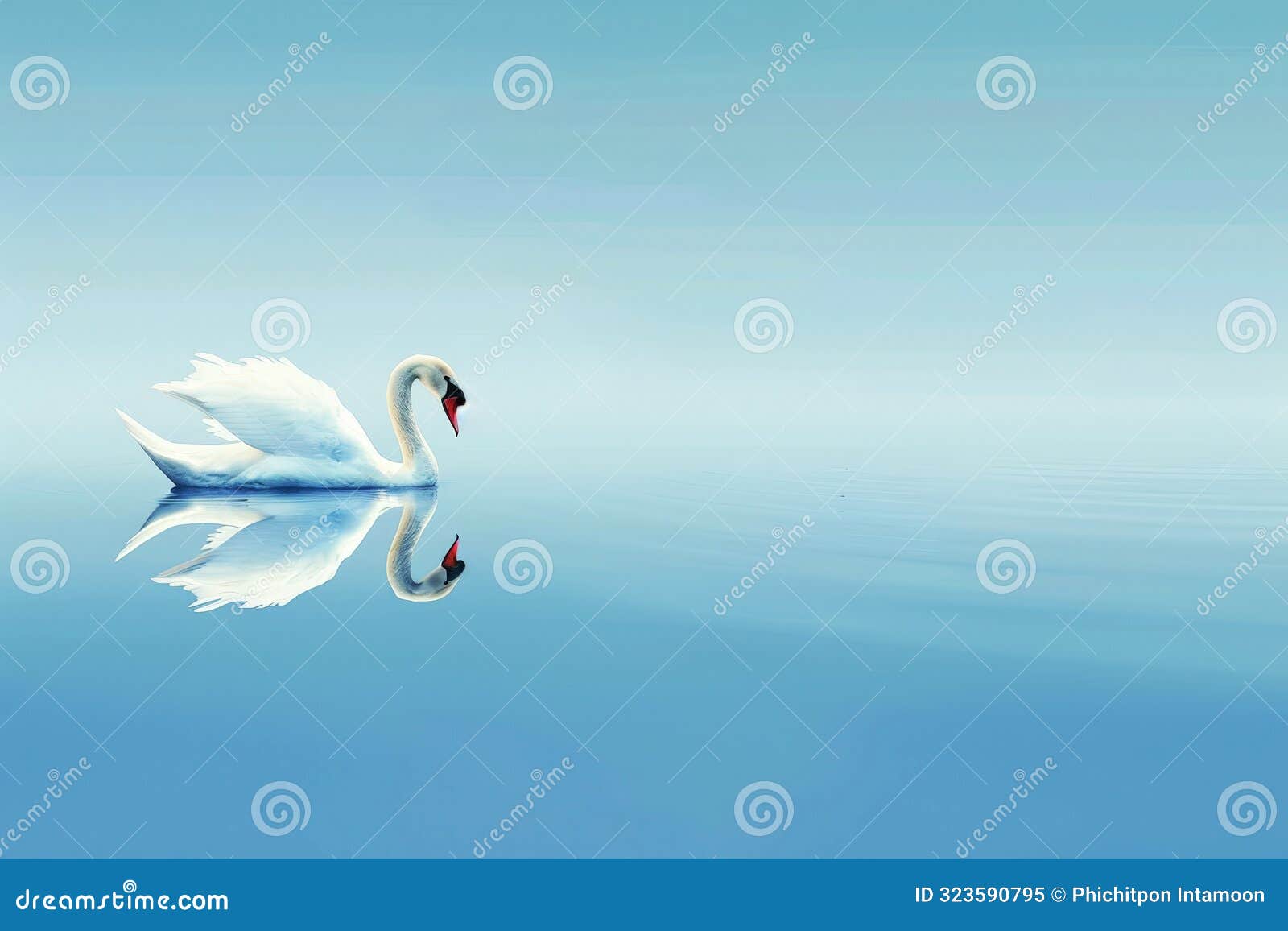 A Beautiful Swan on a Lake with Reflection, Generative Ai Stock Illustration - Illustration of ...