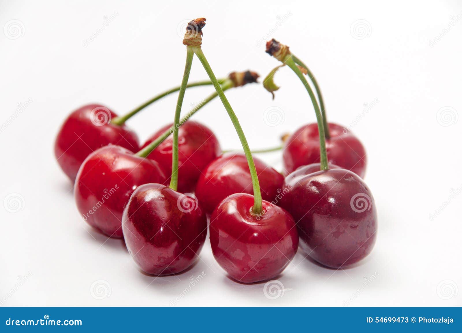 BEAUTIFUL SWEET RED CHERRIES OVER WHITE Stock Image - Image of organic ...